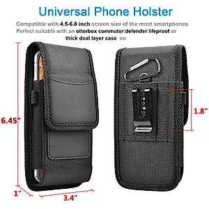 Tiflook Phone Holster for Samsung Galaxy S24 S23 S22 S21 Ultra S20 FE S10 A02S A12 A13 A32 A51 A52 Note 20 Ultra Note 10 Plus Nylon Cell Phone Pouch Belt Holder Carrying Case with Belt Clip,Black