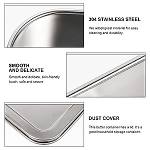 Cabilock Stainless Steel Butter Dish Stainless Steel Butter Dish Stainless Steel Butter Dish Butter Box Stainless butter holder with lid butter tray sauce bowl Steel Butter Dish