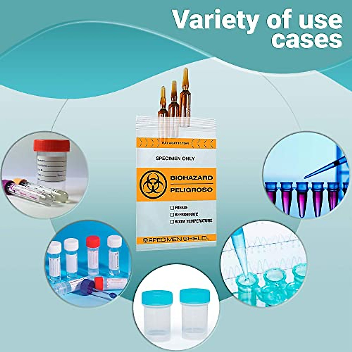 APQ Biohazard Specimen Bags 6 x 9, Orange and Black 3-Wall Biohazard Bags 100 Pack, Clear 2 Mil Bio Hazard Bags, Waterproof Plastic Zipper Bags with “Pull Apart to Tear” Line and Document Pouch