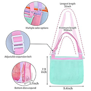 Beach Toy Mesh Beach Bag Kids Shell Collecting Bag Beach Sand Toy Seashell Bag for Holding Shells Beach Toys Sand Toys Swimming Accessories for Boys and Girls(Only Bags,A Set of 3)