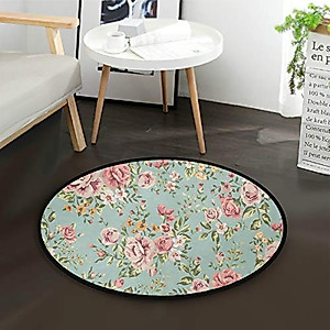 ALAZA Flower Classic Vintage Round Area Rug for Living Room Bedroom 3' Diameter(92 cm)