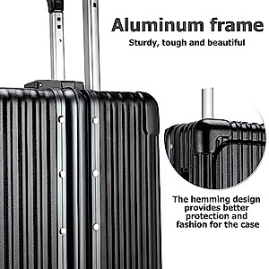 feilario Aluminium Frame Hardside Expandable Spinner Wheel Luggage, Built-In TSA lock Carry on Suitcase, with Cup Holder & Phone Holder - - in 18in/20in/24in Sizes