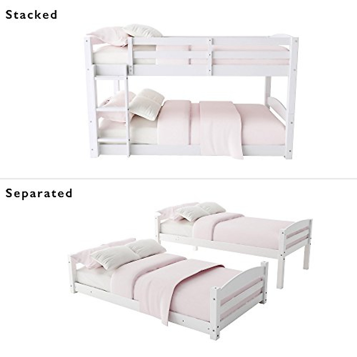 Dorel Living Sierra Twin over Twin Bunk Bed | White | DL7891W model