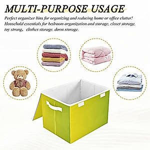innewgogo Yellow Gradient Storage Bins with Lids for Organizing Organizer Containers with Handles Oxford Cloth Storage Cube Box for Bed Room