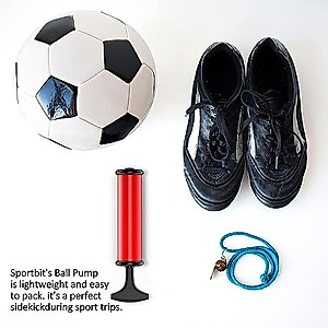 Ball Pump, Sports Ball Pump with 5 Needles, Nozzle, Extension Hose, Carry Bag, Push & Pull Inflator System, Perfect for Volleyball, Basketball, Football, Soccer, Water Polo, Swim Inflatables