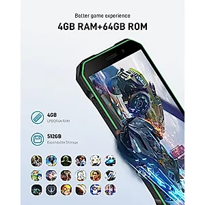 DOOGEE Rugged Smartphone 2023, S51 NFC Android 12 Rugged Phones, 4GB+64GB SD 512GB, 5180mAh Battery, Dual SIM 4G, 6.0" IPS HD Rugged Phones Unlocked, IP68 Waterproof, GPS Outdoor Rugged Android Phone