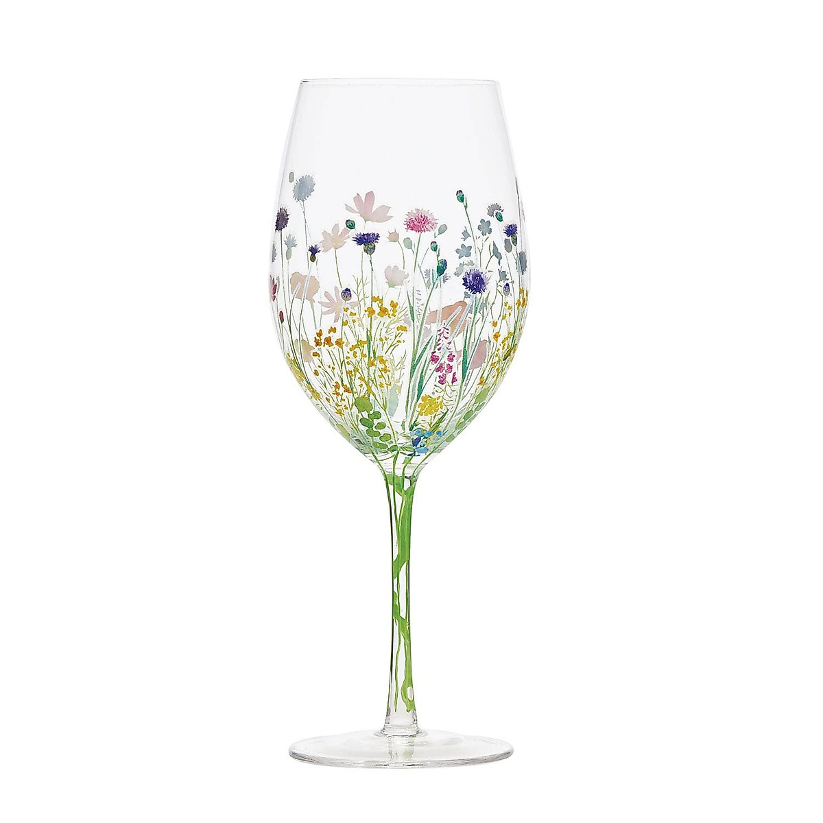 ART & ARTIFACT Wildflower Wine Glasses - Set of 2 Stemmed Drinkware, Floral Design