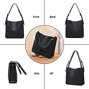 Cnoles Women Shoulder Bag Genuine Leather Tote Hobo Satchel Crossbody Bags Purse And Handbags for Women Black