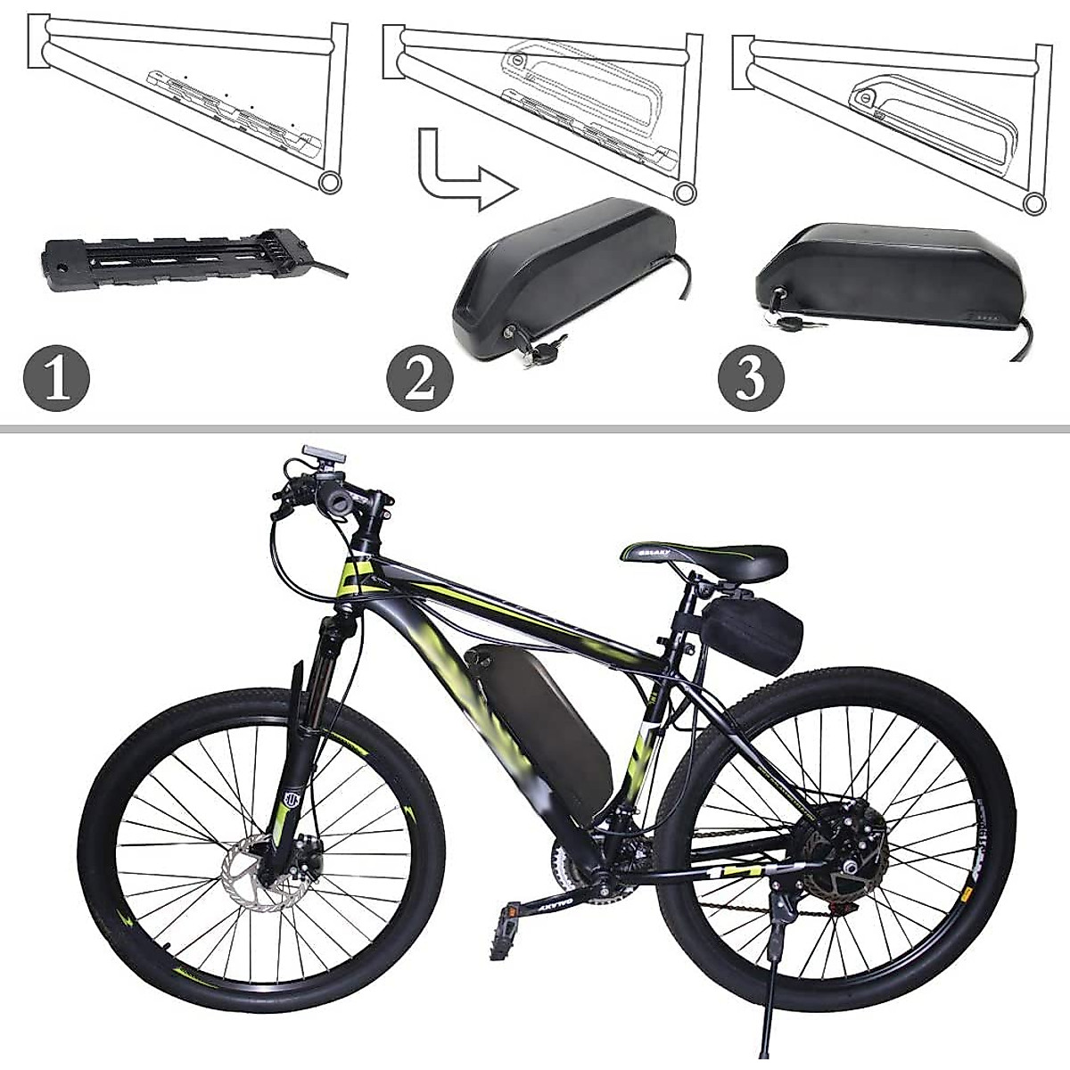 HJGHY E-Bike Battery 36V 8AH 10AH 13AH 15AH Lithium Battery Li-ion Battery Replacement Down Tube Battery for 540W 350W 100W Electric Bicycle Motor,36v,15Ah