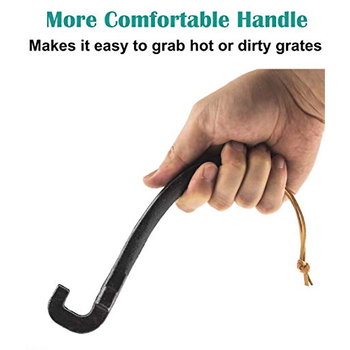 EasiBBQ Cast Iron Grill Grate Lifter, Cooking Grid Lifter Gripper for Big Green Egg, Primo Kamado Charcoal Grill Smoker