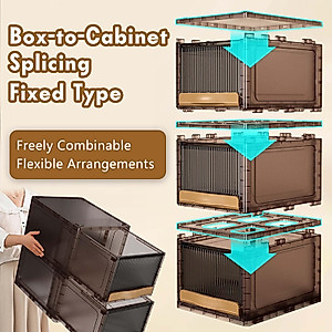 Maricruz Stackable Storage Bins With Lids,Storage Bins With Front Doors,Transparent Storage Cabinet,Stackable Closet Organizers Perfect For Home, Office,Dorm Room(4 Pack,Clear, 8gal)