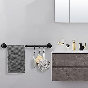 Jeasor Industrial Pipe Towel Rack Towel Bar, Heavy Duty Wall Mounted Rustic Farmhouse Bath Towel Holder for Bathroom (Black, 28 inch)