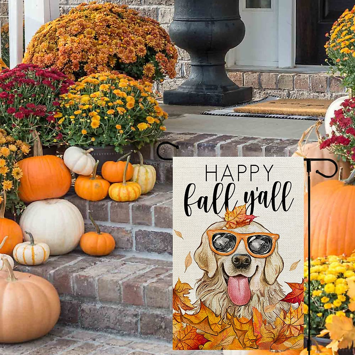 CROWNED BEAUTY Fall Golden Retriever Leaves Garden Flag 12x18 Inch Small Double Sided Burlap Welcome Thankful Dog Yard Flag for Outside