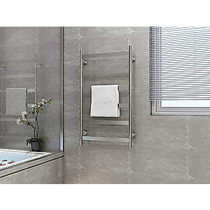 HEATGENE Towel Warmer 6 Flat Bar Towel Dryer Wall-Mounted Plug-in Bath Towel Heater - Brushed