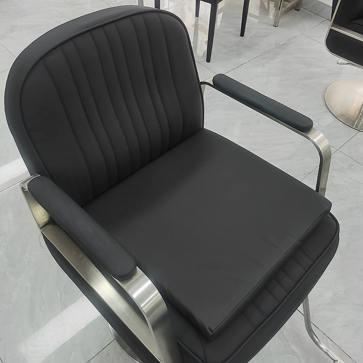 Ptosziav Leather Thick Not-Slip Chair Pads Memory Foam Chair Seat Cushion Removable Chair Padding for Office Dining Chair(Black 40cm/16in)