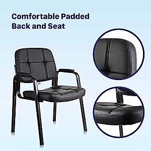 CLATINA Waiting Room Guest Chair with Bonded Leather Padded Arm Rest for Office Reception and Conference Desk Black 4 Pack