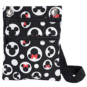 Disney Passport Crossbody Bag Mickey & Minnie Icon Print Travel Black (Multicolor)