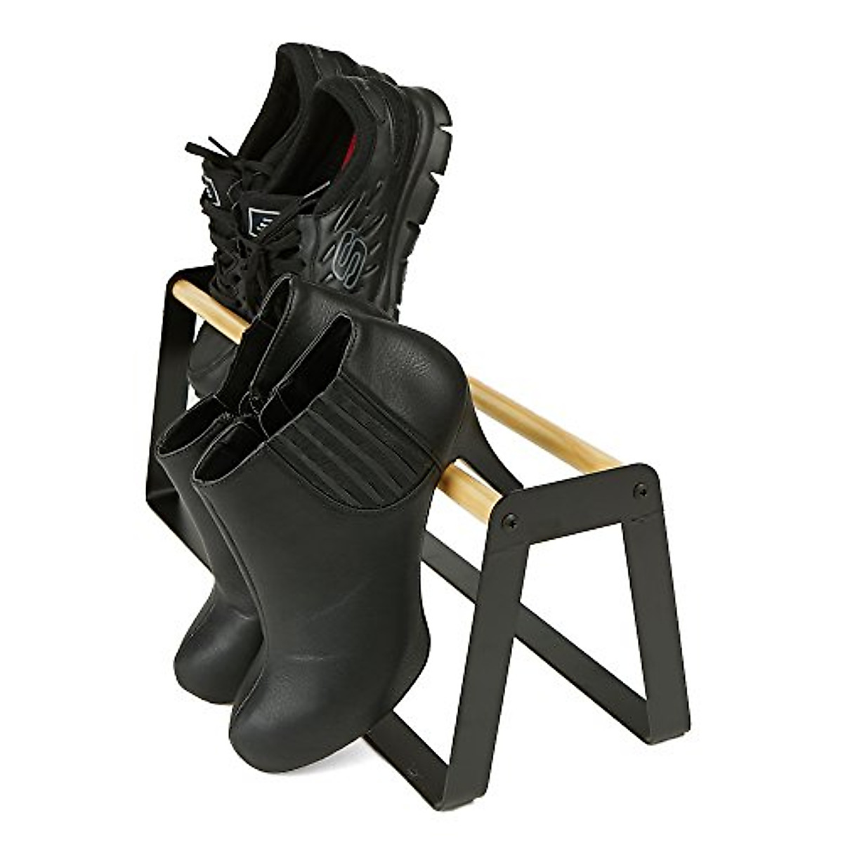 Mind Reader Shoe Rack, Slipper Rack, Shoe Organizer Stand for Heels and Sneakers, Black