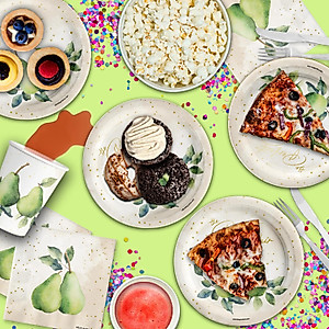 The Perfect Pair Shower Party Supplies - Perfect Pear Twin Baby Shower - Perfect Pear Bridal Shower - Tableware Set Includes Plates Napkins Cups - Kit for 16