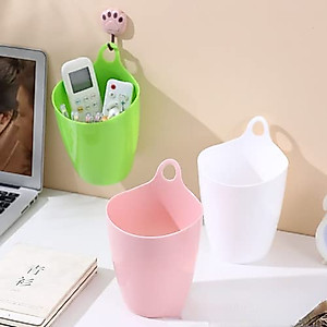 JIBIACB Plastic Small Trash Can, Mini Trash Can,Wall Mounted Trash Can Wastebasket,Garbage Container Bin for Bathroom, Powder Room, Bedroom, Kitchen, Craft Room, Office (Pink)