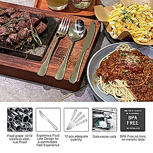 LOUVI Stainless Steel 12-Piece Dinner Knives Set, Table Steak Knives set for 12 (Silver 9 Inches)