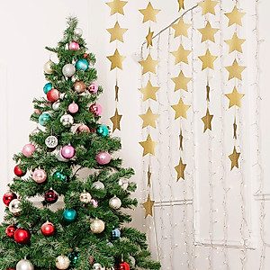 Whaline Star Paper Garland Gold Bunting Banner Hanging Decoration for Wedding Holiday Party Birthday, 660 Inches