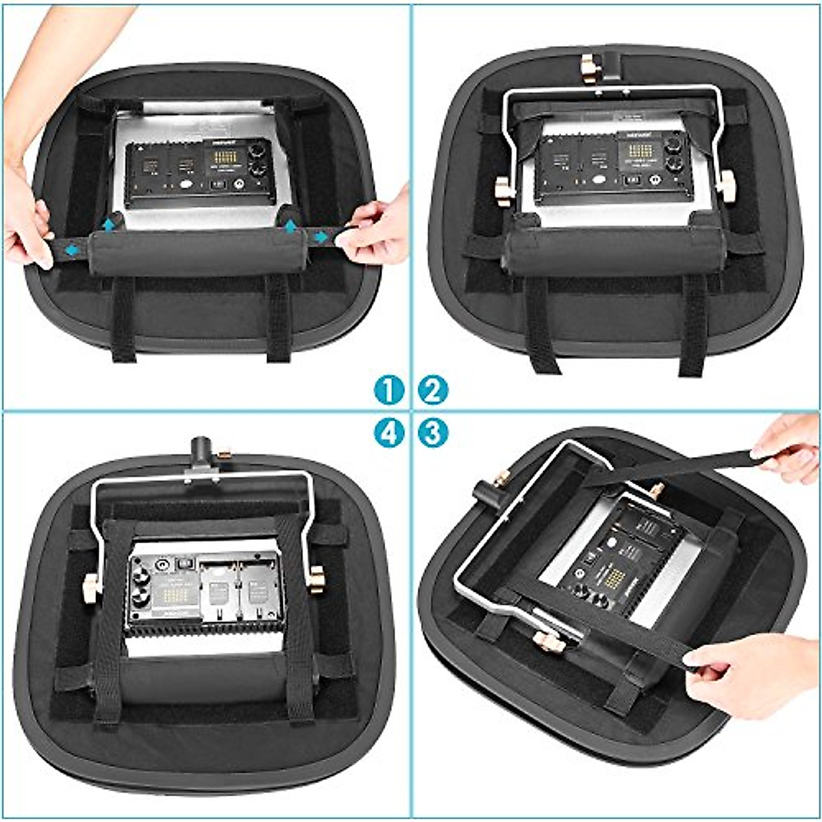 Neewer 2 Packs LED Light Panel Softbox for 660/530/480 LED Light - Outer 16.3'' x 6.5'', Inner 9.8'' x 8.7'', Foldable Light Diffuser with Strap Attachment for Photo Studio Portrait Video Shooting