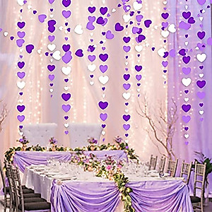 52 Ft Lavender Love Heart Garland Purple and White Hanging Streamer Banner for Anniversary Mothers Day Valentines Day Birthday Engagement Wedding Bridal Baby Shower Lilac Party Decorations Supplies