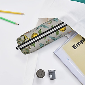 Lemon Tree Bird Pencil Case Pen Pouch Simple Carrying Box for Women Adult With Smooth Zipper Durable Lightweight for Office Organizer Storage Bag
