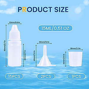 DHAIQC 15 Pcs 15ML Plastic Dropper Bottle, Plastic Empty Squeezable Eye Dropper Bottles Mini Squeeze Eye Liquid Dropper Bottle with Cap (15ml)