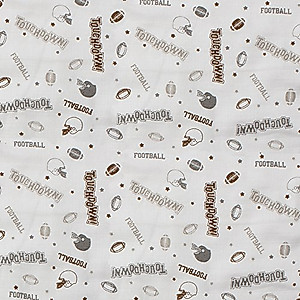 Bacati Football Brown/Grey Muslin Quilted Changing Pad Cover