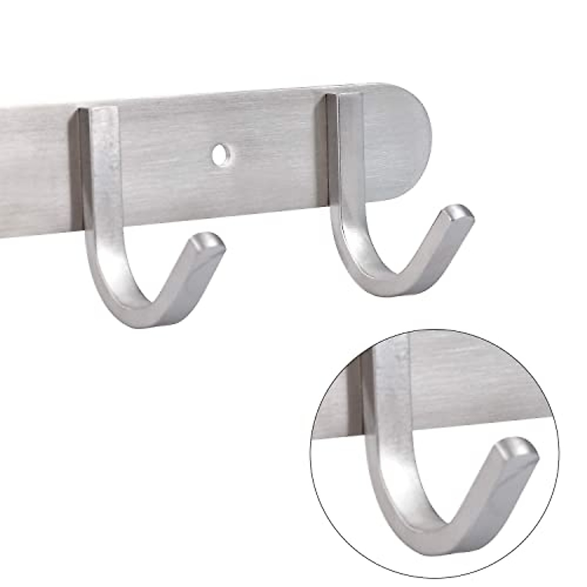 Sagmoc Coat Hook Rack Brushed Nickel 8-Inch Coat&Towel Hook Rail Wall Mounted with 3 Hooks, Durable Wall Hangers for Bedroom, Bathroom, Foyer, Hallway (SUS304 Stainless Steel)