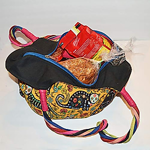 Cat-On-The-Bag Dia De Los Muertos Con Gatos Large Gothic Day of the Dead Cat Themed Over The Shoulder Canvas Purse for Women for Everyday Use, Shopping and More