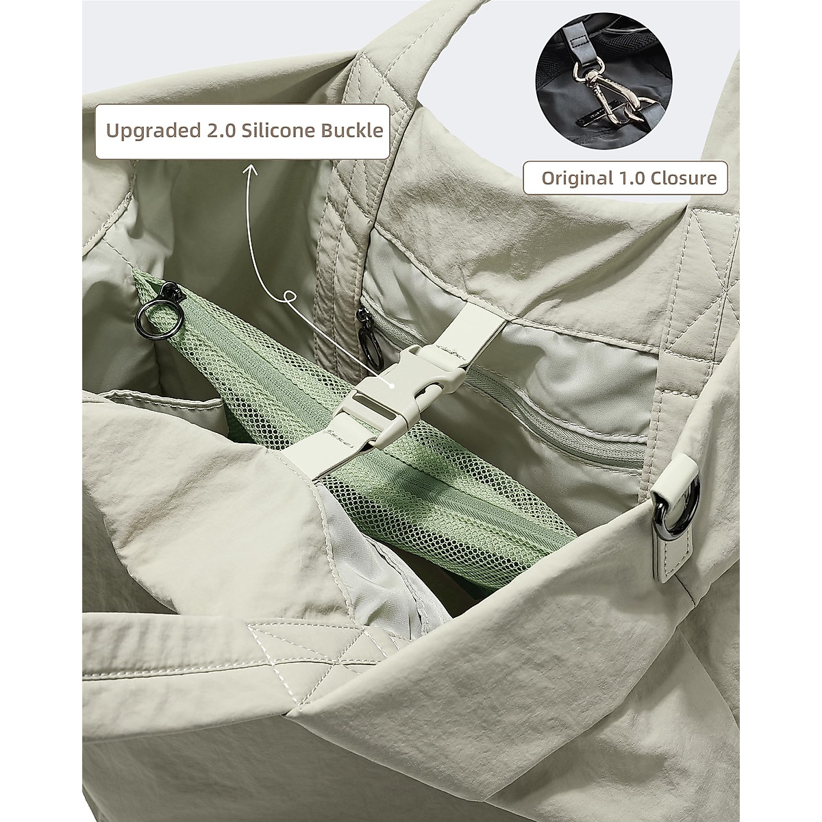 FODOKO Hobo Crossbody Bags 2.0, 19L Large Totes Handbags with Straps for Women, Multi Nylon Shoulder Bags for Gym Travel Caramel