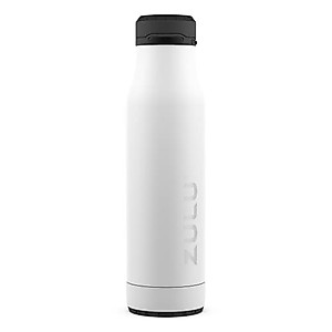ZULU Ace 24oz Vacuum Insulated Stainless Steel Water Bottle with Chug Spout, Leak-Proof Locking Lid and Removable Base, Metal Reusable Bottle for Sports Gym Travel, White