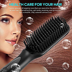 JUMPHIGH Hair Straightener Brush, Ionic MCH Ceramic, Anti-Scald, Auto Temperature Lock, Portable, Dual Voltage for Home and Travel