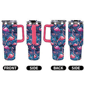 Flamingos 40 Oz Stainless Steel Cup Travel Tumbler with Handle and Straw Lightweight Coffee Mug for Home Office