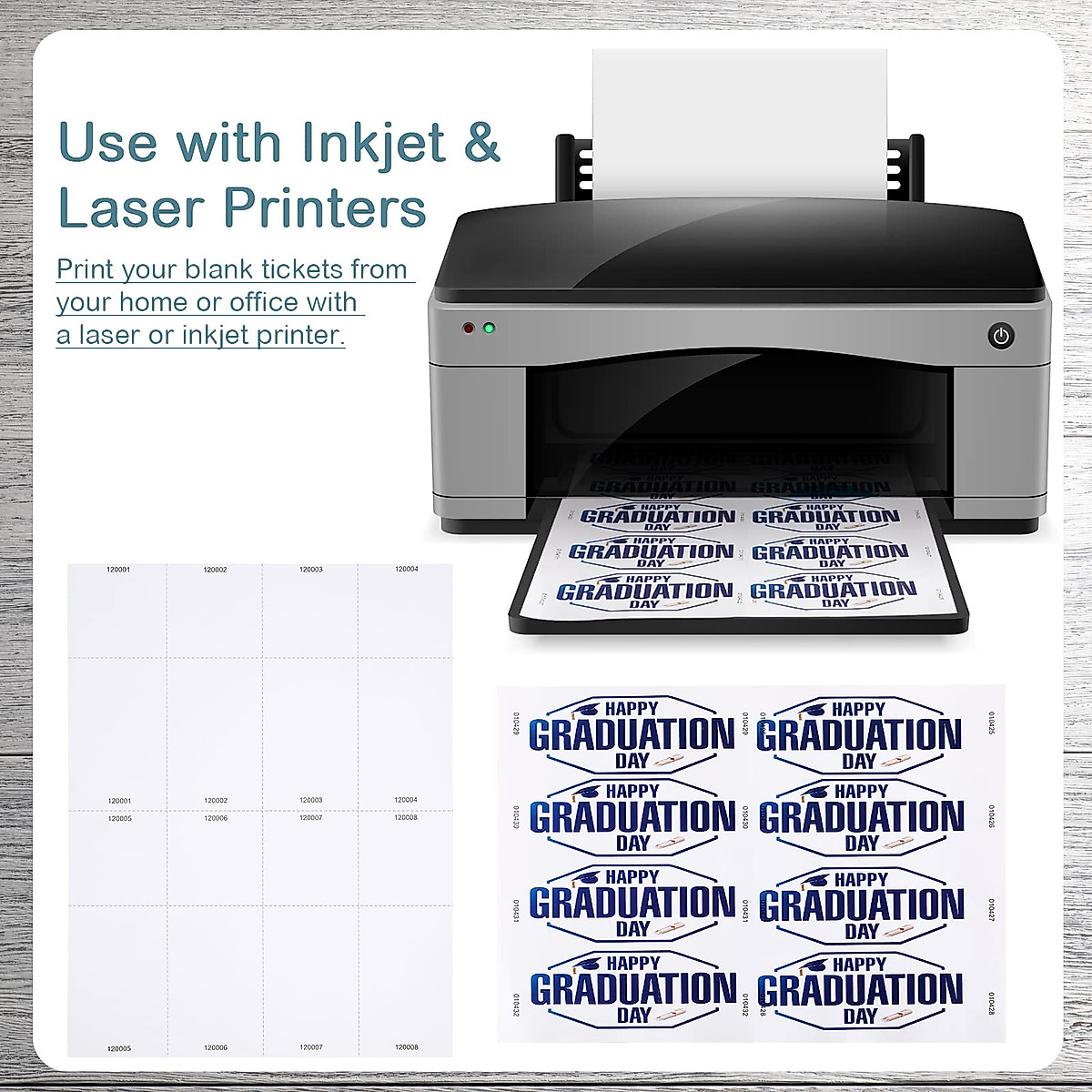 Sherr 200 Sheets Printable Raffle Tickets with Numbers Tear Away Stubs 8.5 x 11 Inch 40 lb Perforated Cardstock for Events, 1600 Tickets, White, 2.125 x 5.5 Inch