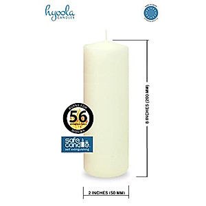 Hyoola Ivor Pillar Candles 2x8 Inch - 4 Pack Unscented Pillar Candles - European Made