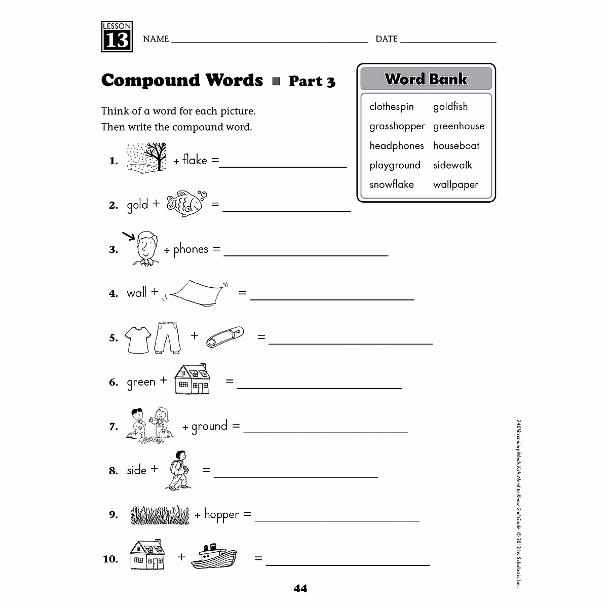 240 Vocabulary Words Kids Need to Know: Grade 2: 24 Ready-to-Reproduce Packets Inside! (Teaching Resources)