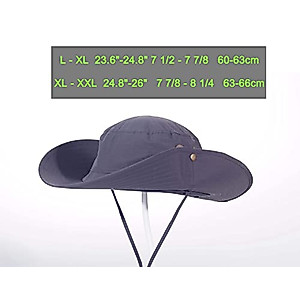 PLCWSCFV Sun Hats for Men Bucket Boonie UV Protection UPF50+ Waterproof Wide Brim Foldable Packable Fishing Beach Safari Light Grey X-Large XX-Large XL XXL