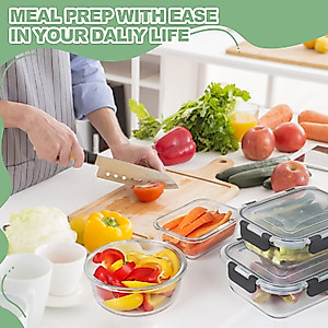 Skroam 12 Pack Glass Food Storage Containers with Lids, Meal Prep, Pantry Kitchen Storage Containers for Lunch, Leak Proof, Airtight Glass Lunch Bento Boxes for Microwave, Oven, Freezer and Dishwasher