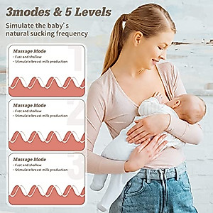 Breast Pump Electric,Wearable Breast Pump,Portable Breast Pump with 3 Modes 9 Levels,Memory Function Rechargeable Single Milk Extractor with Massage Mode-24mm Flange…