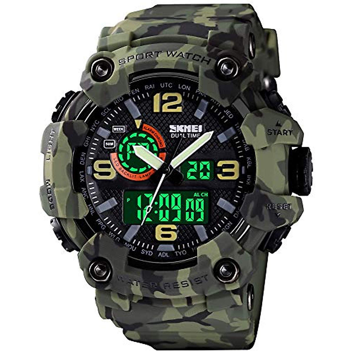 Gosasa Men's Watches Multi Function Military S-Shock Sports Watch LED Digital Waterproof Alarm Watches