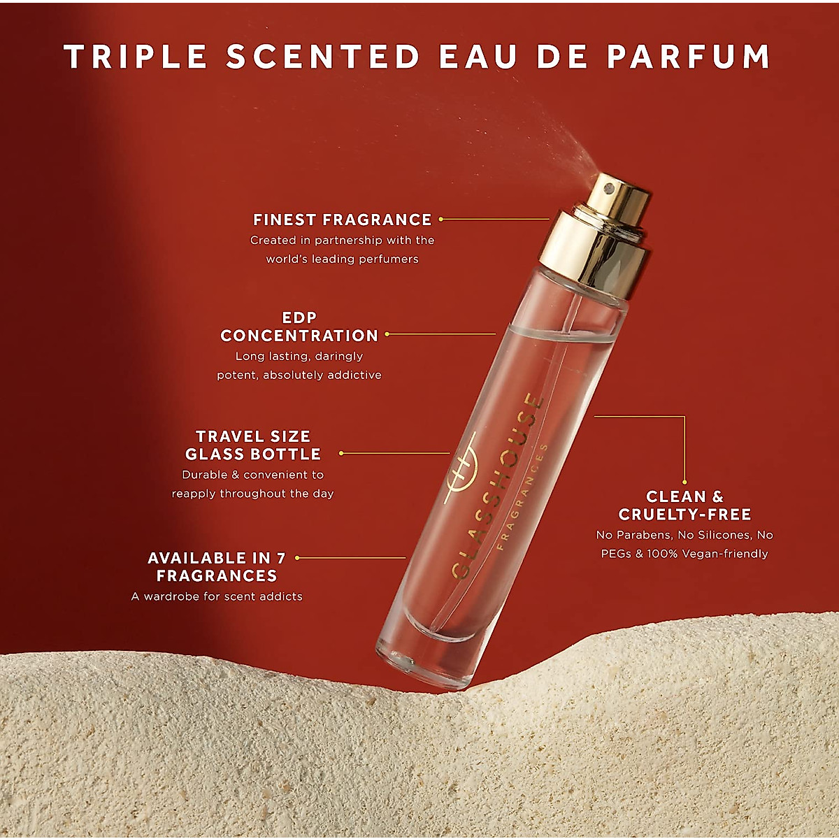 Glasshouse Fragrances Kyoto In Bloom Eau De Parfum Gift Set, 3 Perfumes + Refillable Twist & Spray Atomizer, Camellia & Lotus Scent, Travel Size, 3 x 0.64 Fl Oz