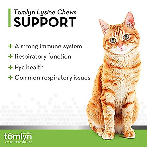 Tomlyn Immune Support Daily L-Lysine Supplement, Fish-Flavored Lysine Chews for Cats and Kittens, 30ct