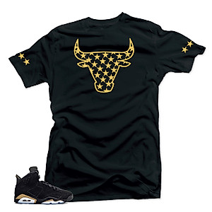 Jordan 6 DMP Defining Moments Match Tees (Jordan 6 DMP Defining Moments - Bull Stars Shirt (Black), 4XL)