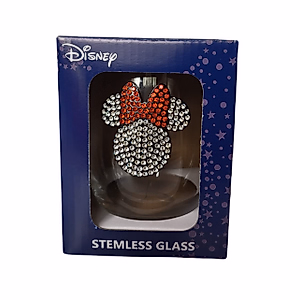 Disney Rhinestone | Stemless Wine Glass Inspired | Mickey Minnie Fan | Funny Birthday, Christmas, Mother's Day, Father's Day, Graduation Gift (Minnie)