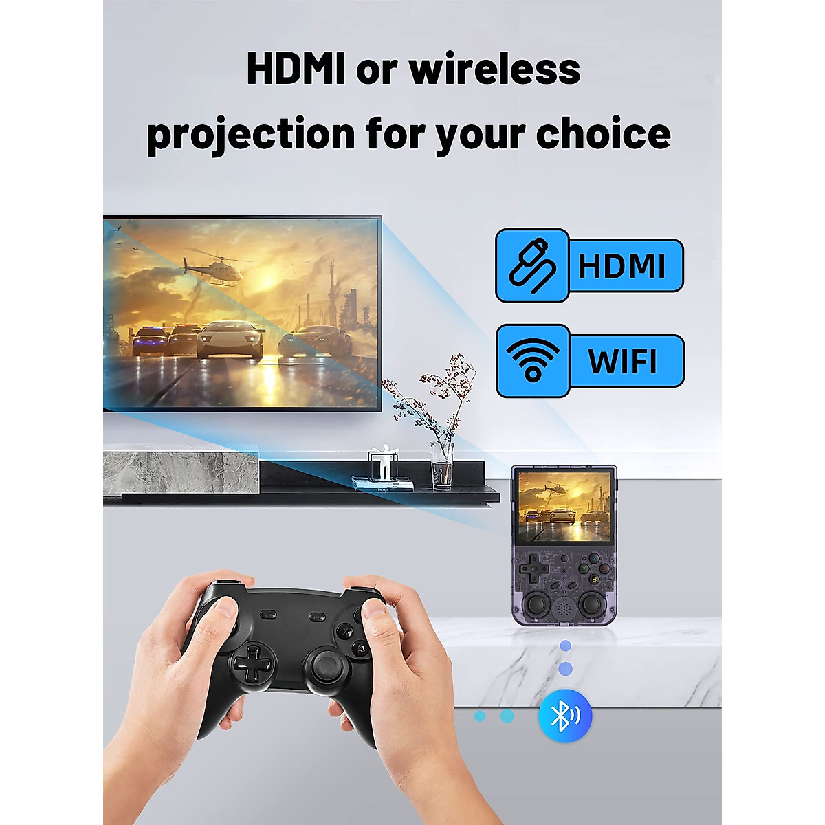 ANBERNIC RG353V Handheld Game Console Support Dual OS Android 11+ Linux, 5G WiFi 4.2 Bluetooth RK3566 64BIT 64G TF Card 4450 Classic Games 3.5 Inch IPS Screen 3500mAh Battery