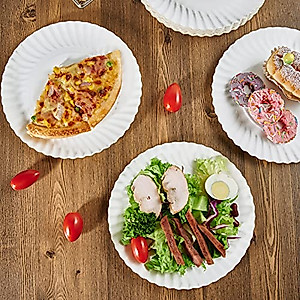 JOLLY PARTY 8.5 inch Round Dinner Plates - 400 Count Everyday Disposable, Light Weight White Paper Plates for Home and Office